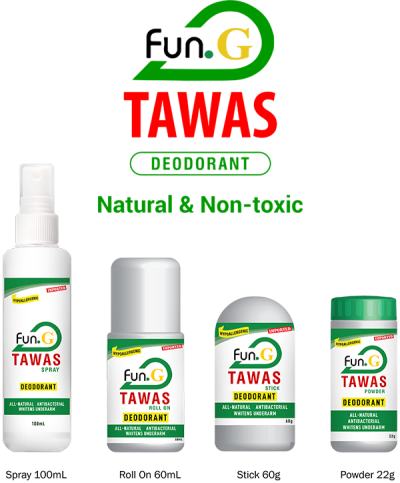 Fun.G Tawas Deodorant. Made from all-natural ingredients.